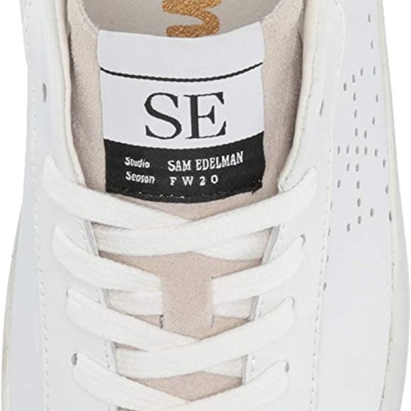 Sam Edelman | Shoes | Sam Edelman Aubrie White Greige Leather Sneakers ...